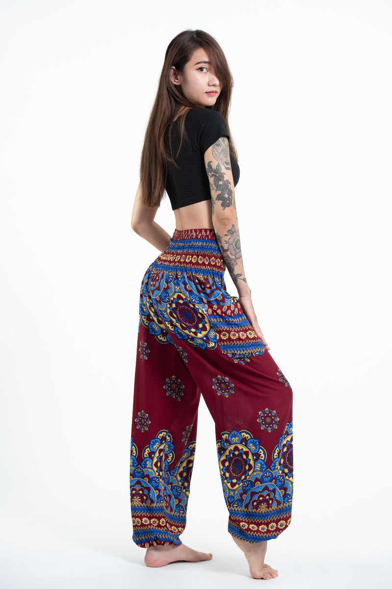 Lotus Mandalas Womens Harem Pants In Red