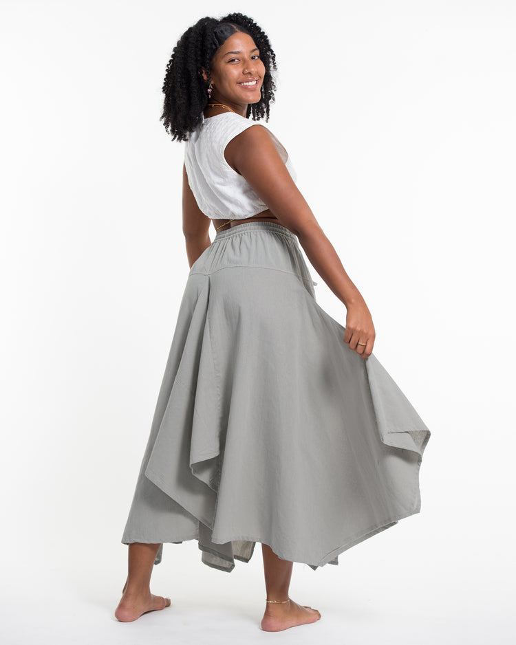 Solid Color Cotton Handkerchief Midi Skirt in Gray – Harem Pants