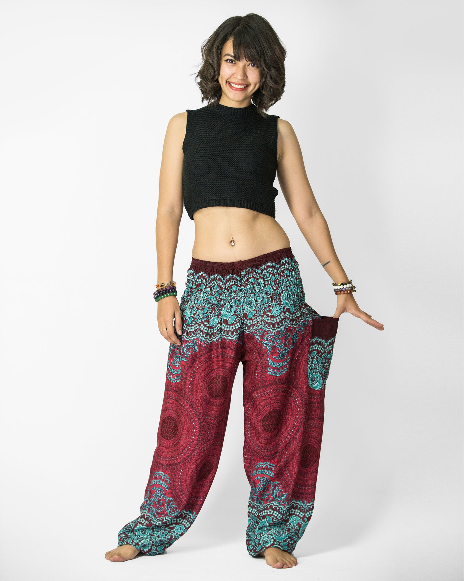 Red Harem Pants, Kimonos, and Accessories