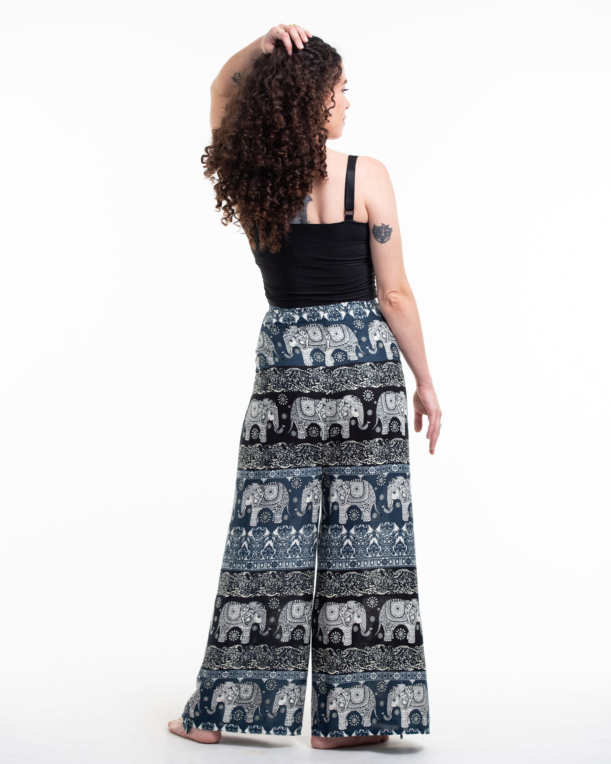 Divine Elephant Wrap Palazzo Style Harem Pants in Navy
