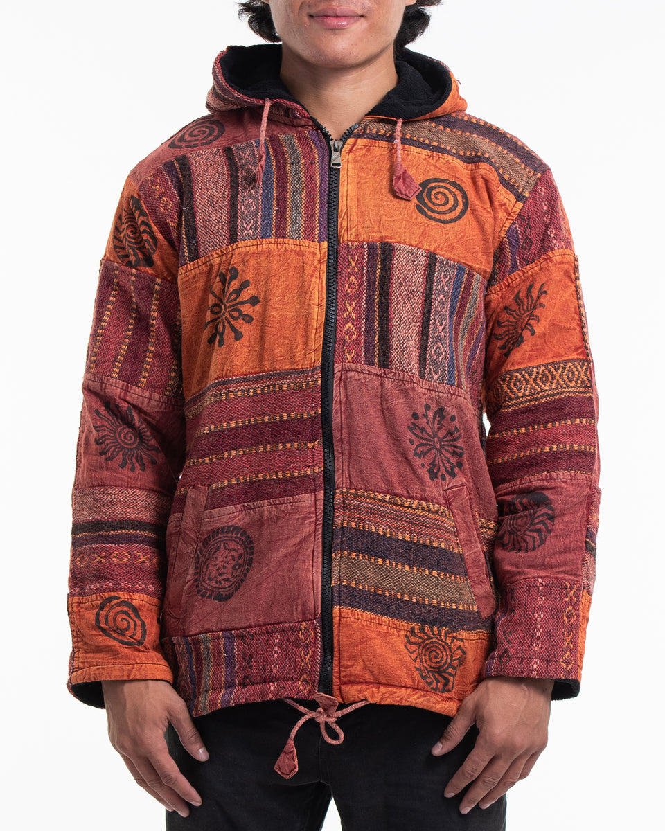 Patchwork Stone Washed Cotton Jacket in Brick 01 – Harem Pants