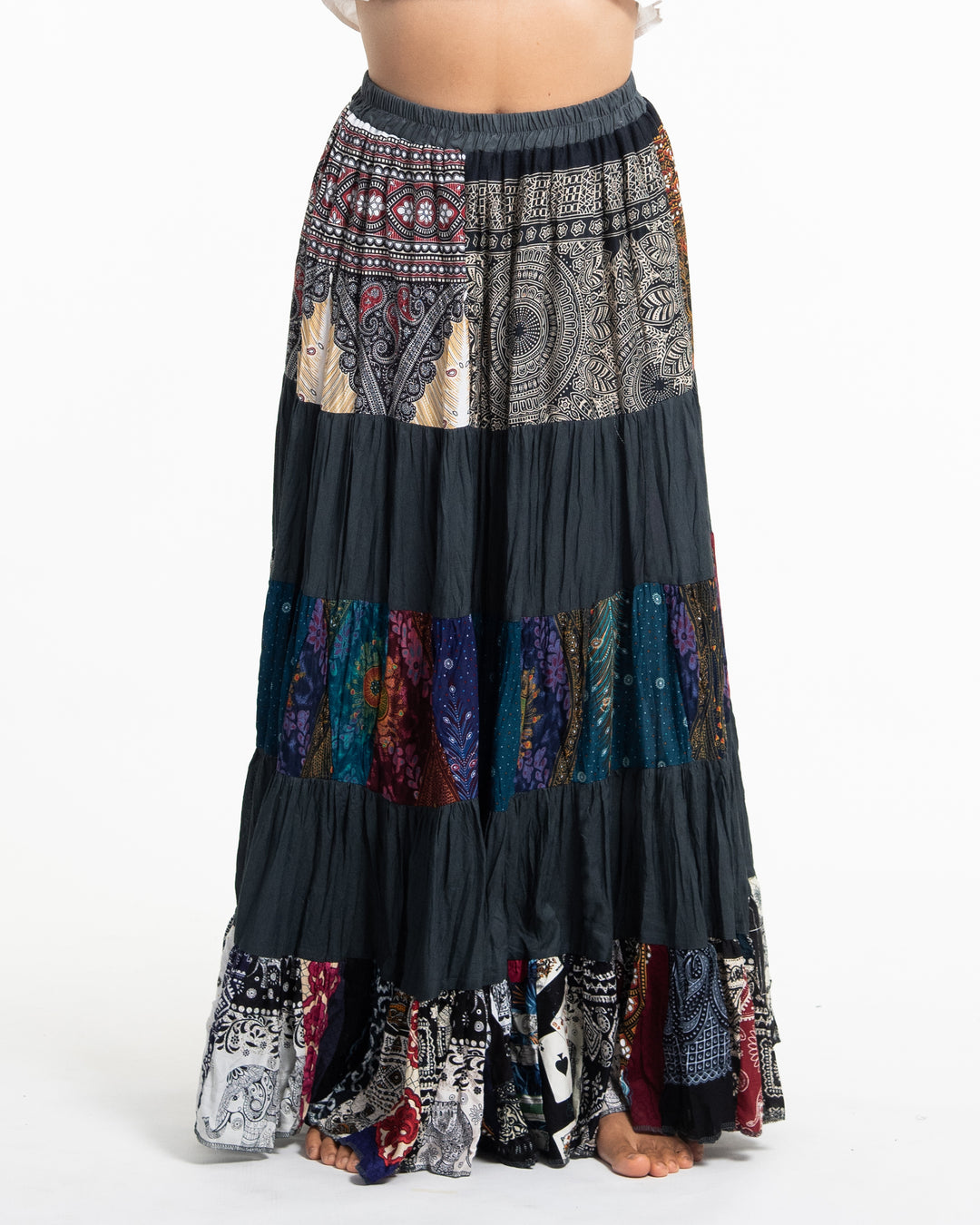 Patchwork Long Skirt in Dark Gray – Harem Pants
