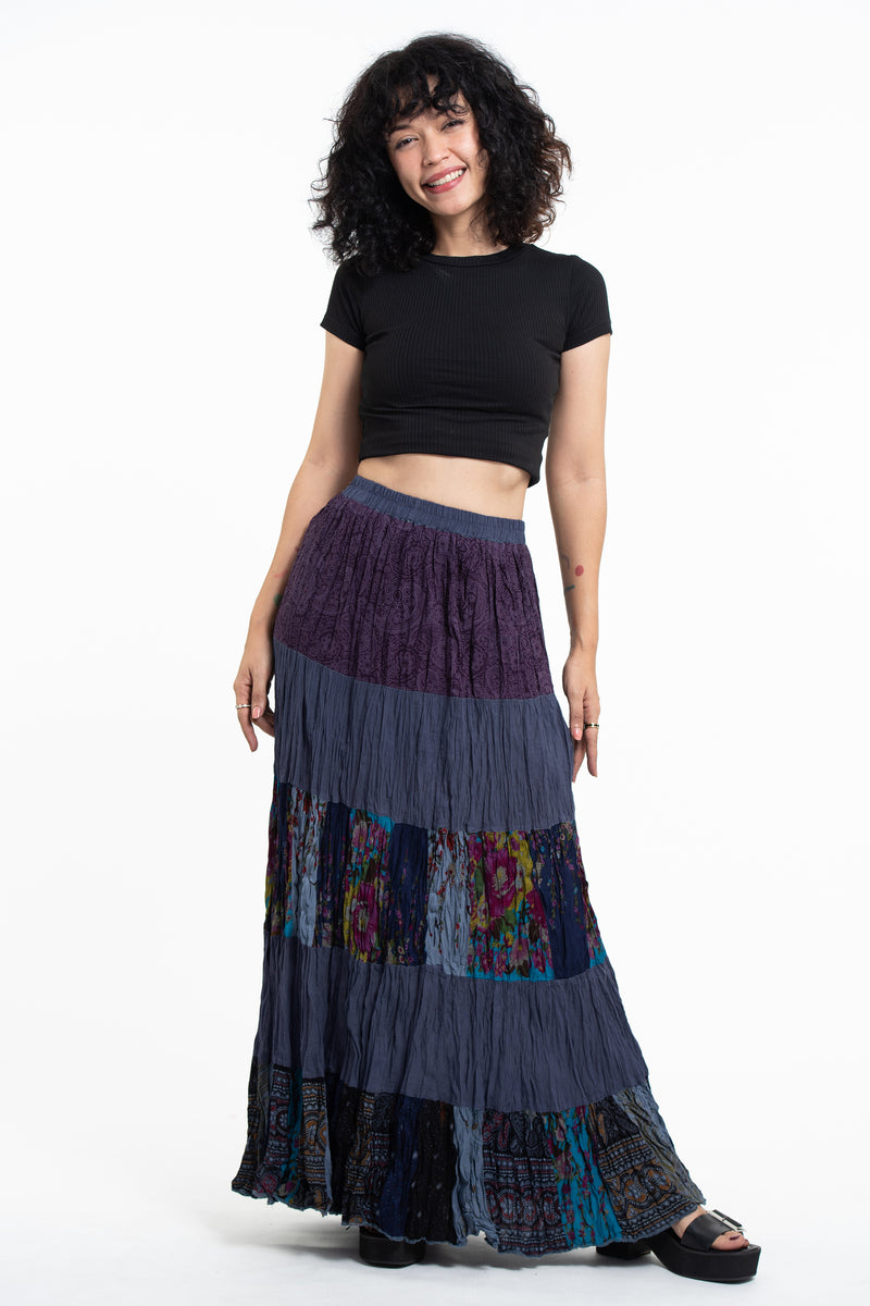 Patchwork Long Skirt in Dark Gray – Harem Pants