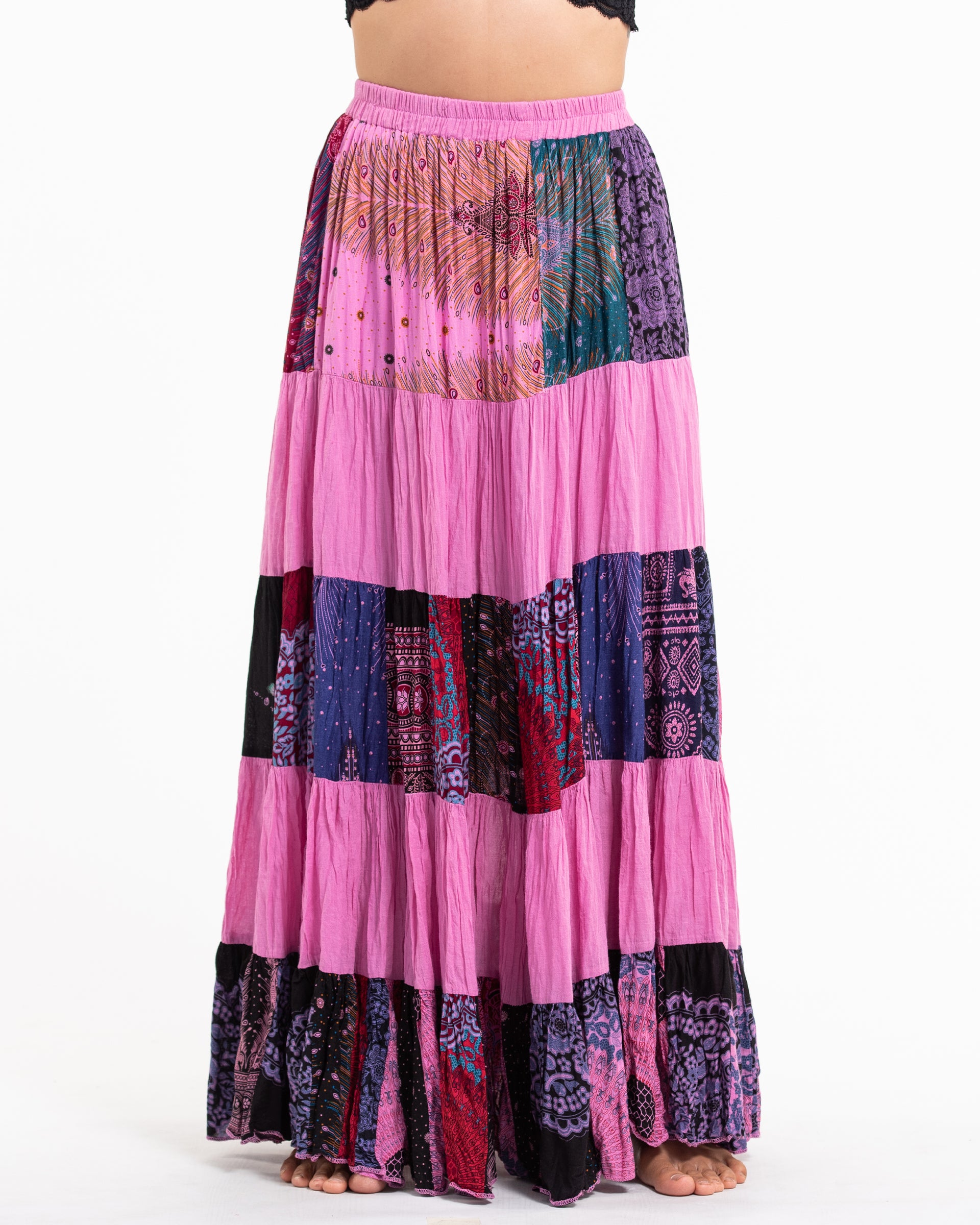 Patchwork Long Skirt in Pink – Harem Pants