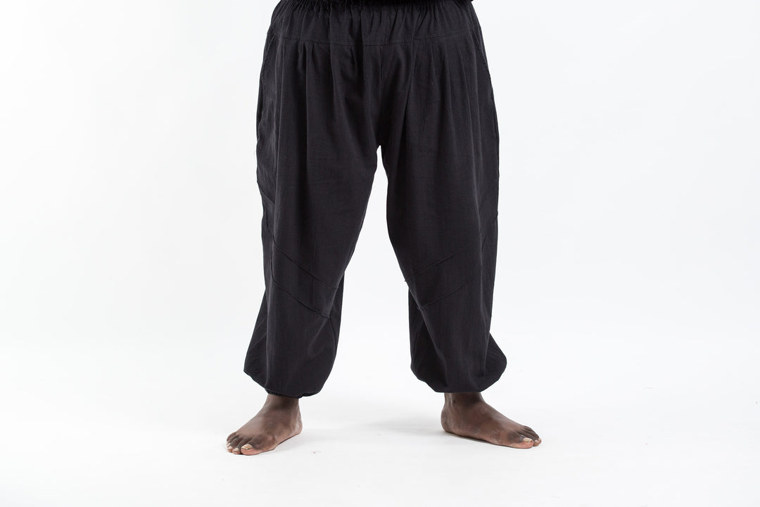 Plus Size Genie Men's Cotton Harem Pants in Black
