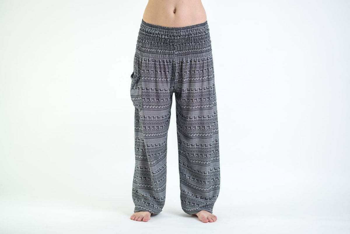 Aztec Stripes Women's Harem Pants in Gray