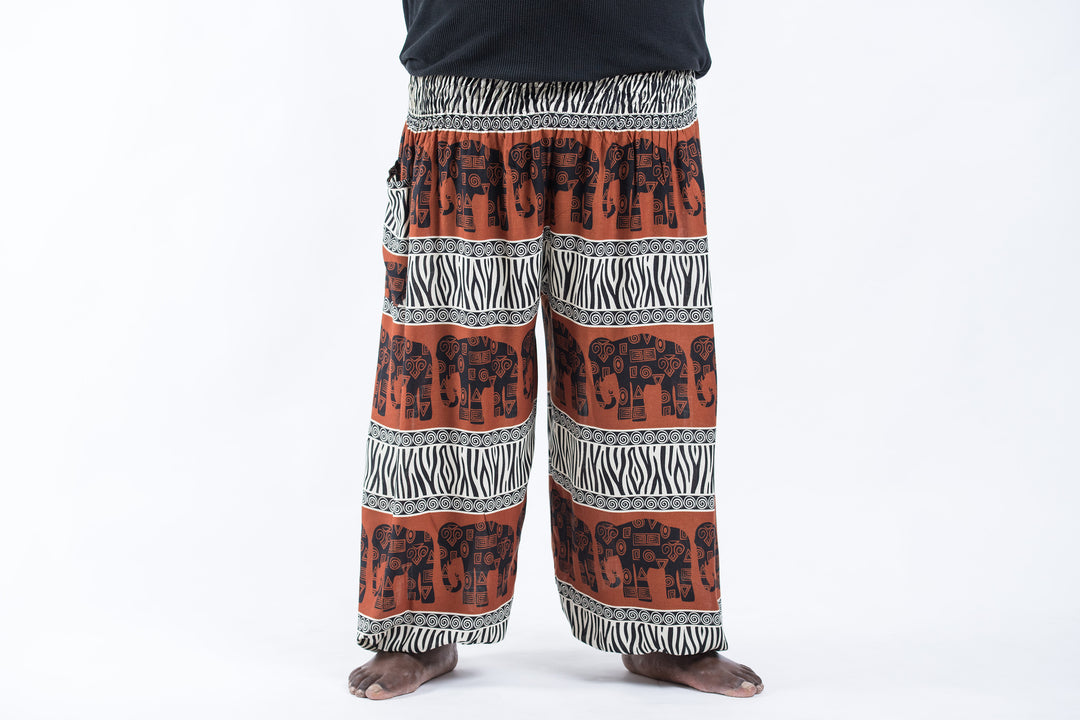Plus Size Safari Elephant Men's Elephant Pants in Brown – Harem Pants