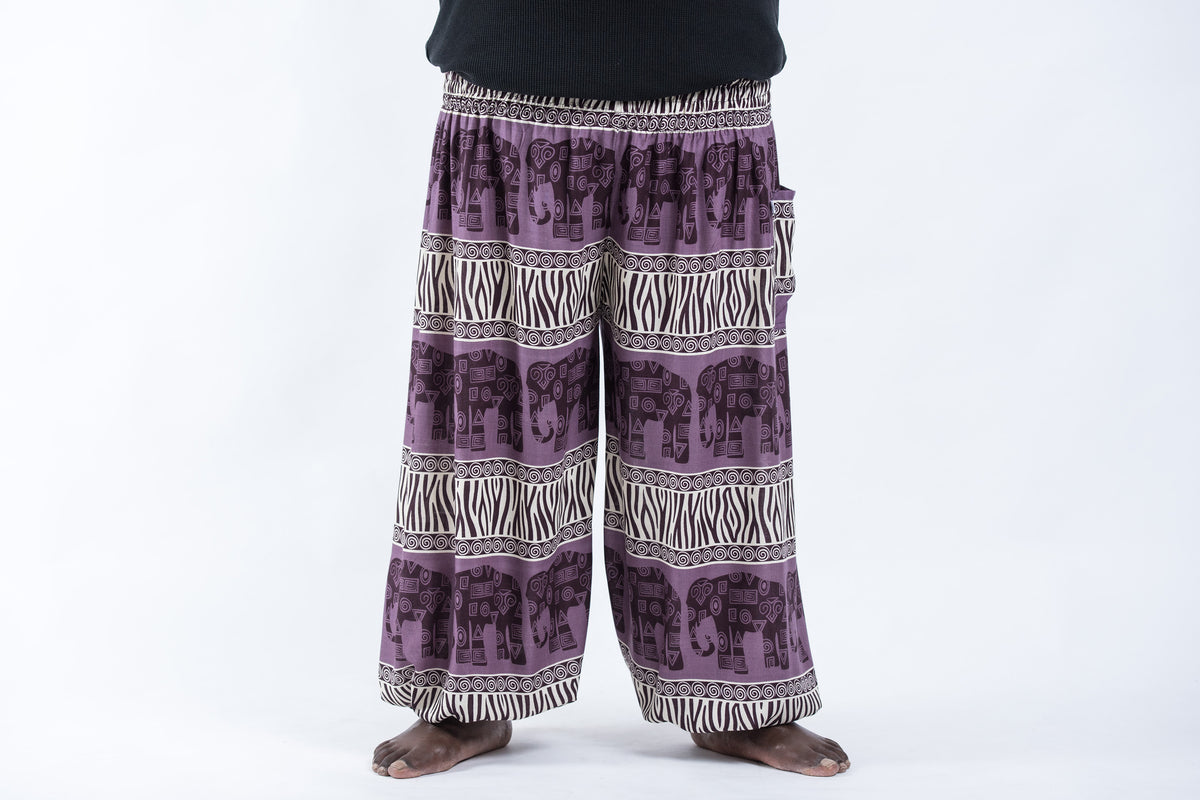 Plus Size Safari Elephant Men's Elephant Pants in Violet – Harem Pants