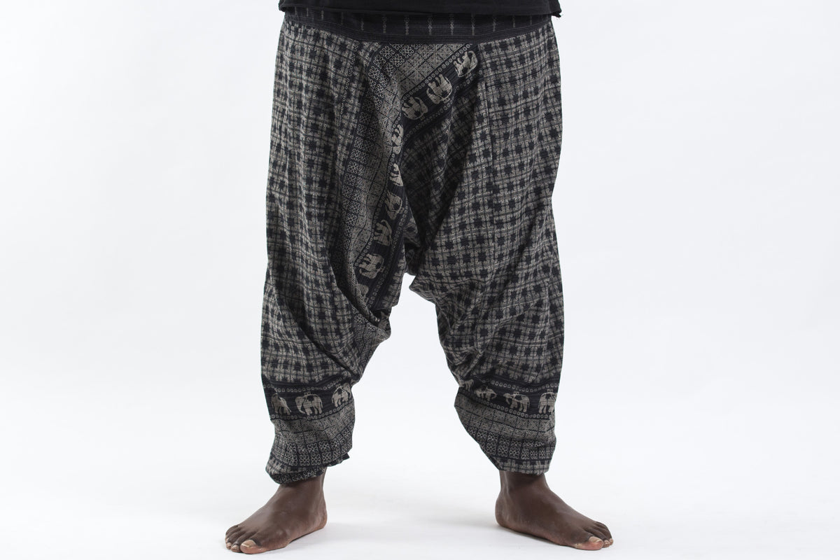 Plus Size Hill Tribe Elephant Men's Elephant Pants in Black – Harem Pants