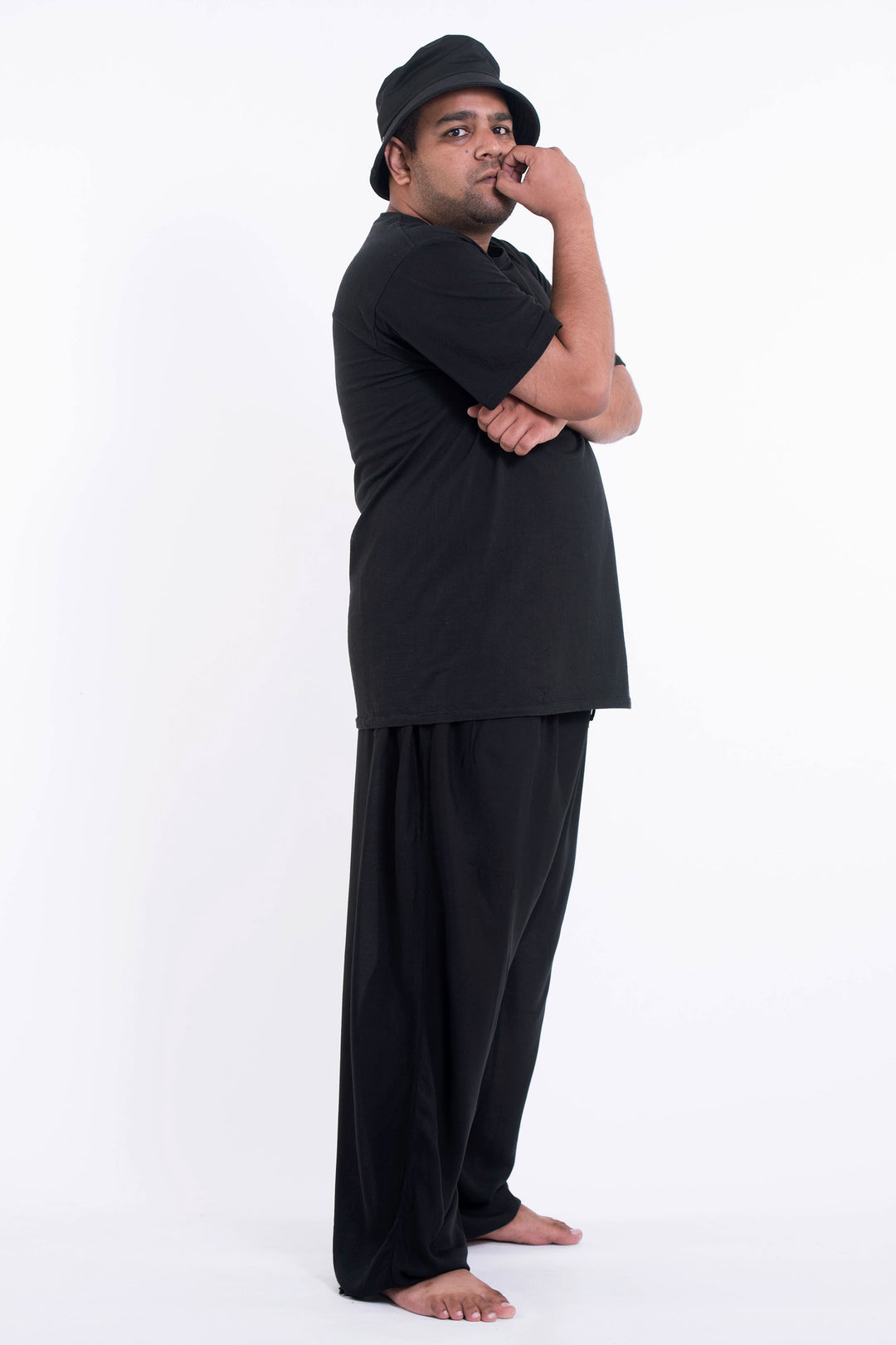 Plus Size Solid Color Drawstring Men's Yoga Massage Pants in Black ...