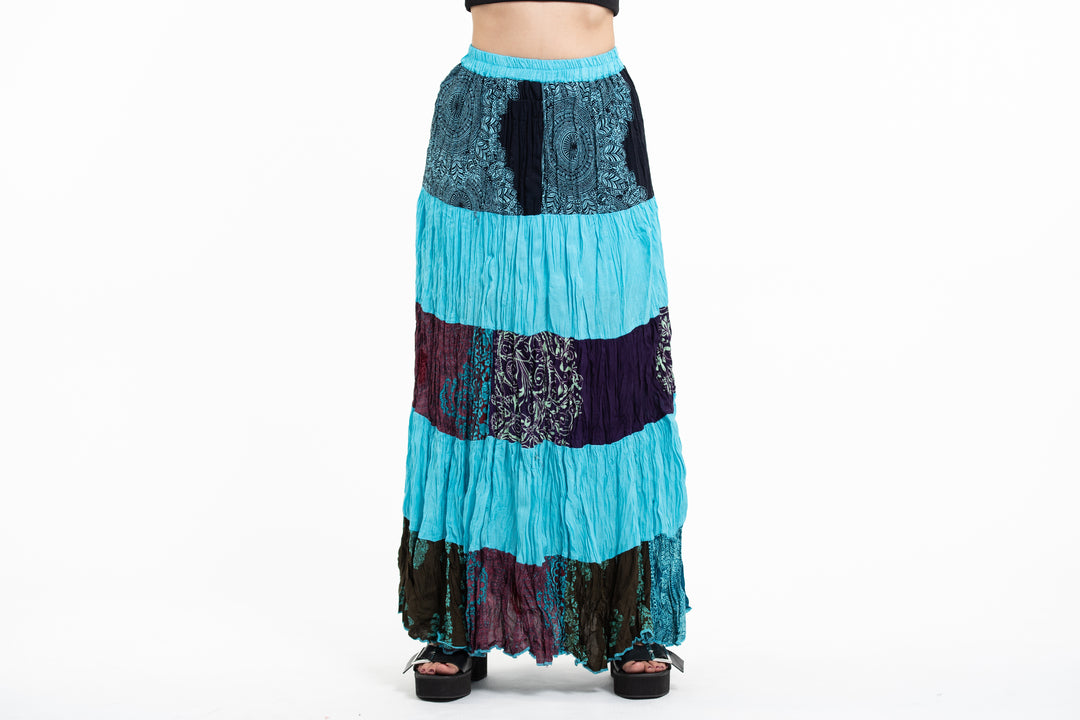 Patchwork Long Skirt in Blue – Harem Pants