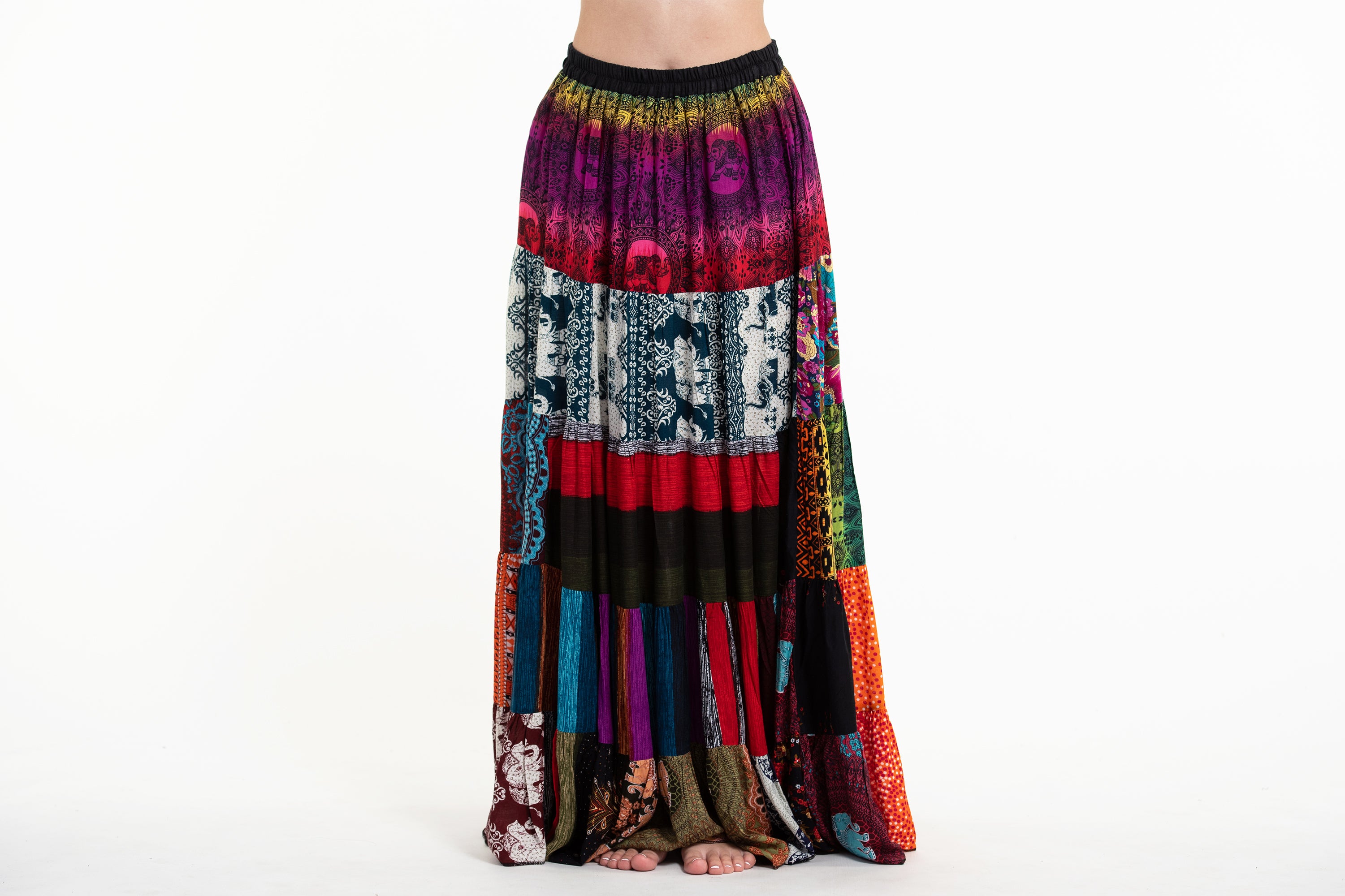Patchwork Long Skirt in Multi Prints – Harem Pants