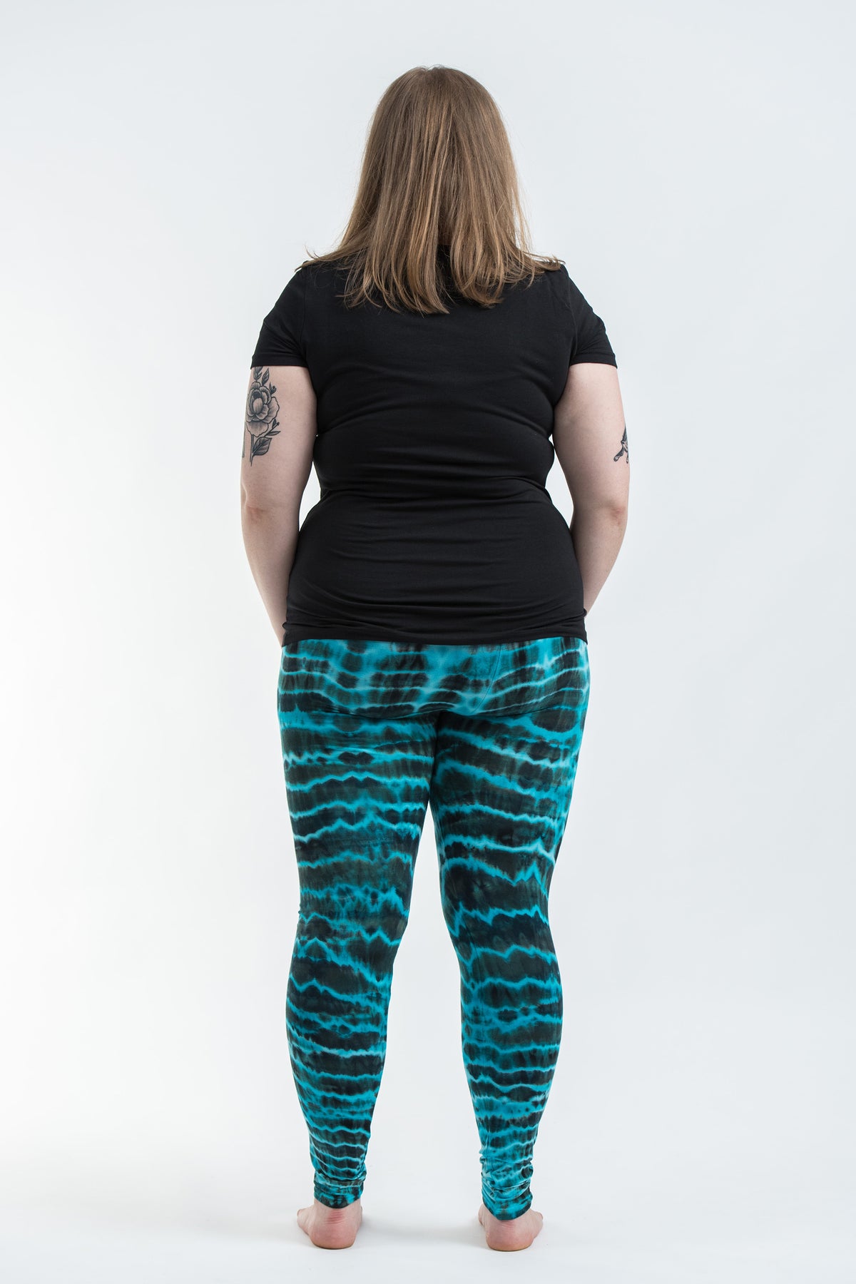 Plus Size Melting Stripes Tie Dye Cotton Leggings in Turquoise – Harem ...