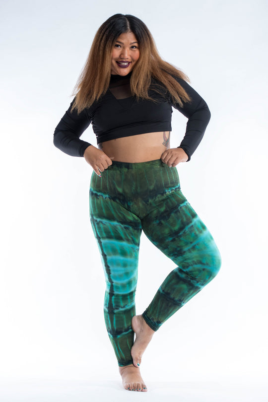 Plus Size Patch Dye Tie Dye Cotton Leggings in Turquoise – Harem Pants