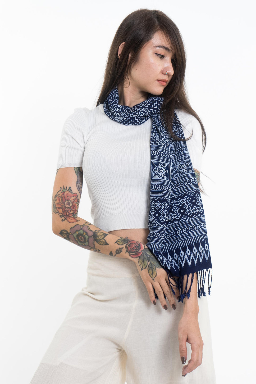 Diamonds Print Hmong Indigo Batik Shawl Scarf. Free International ...