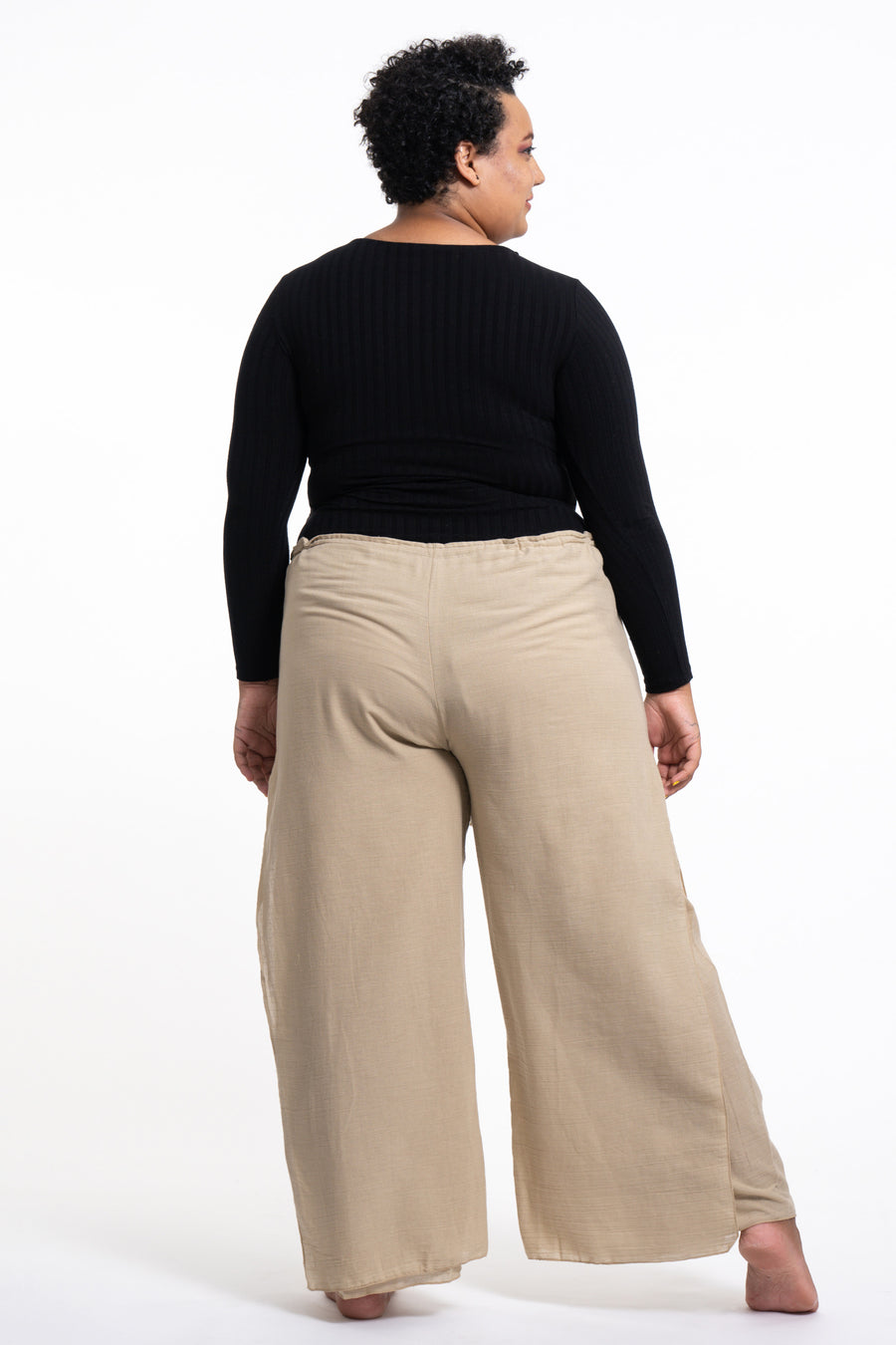 Plus Size Women's Thai Harem Double Layers Palazzo Pants in Solid Tan ...