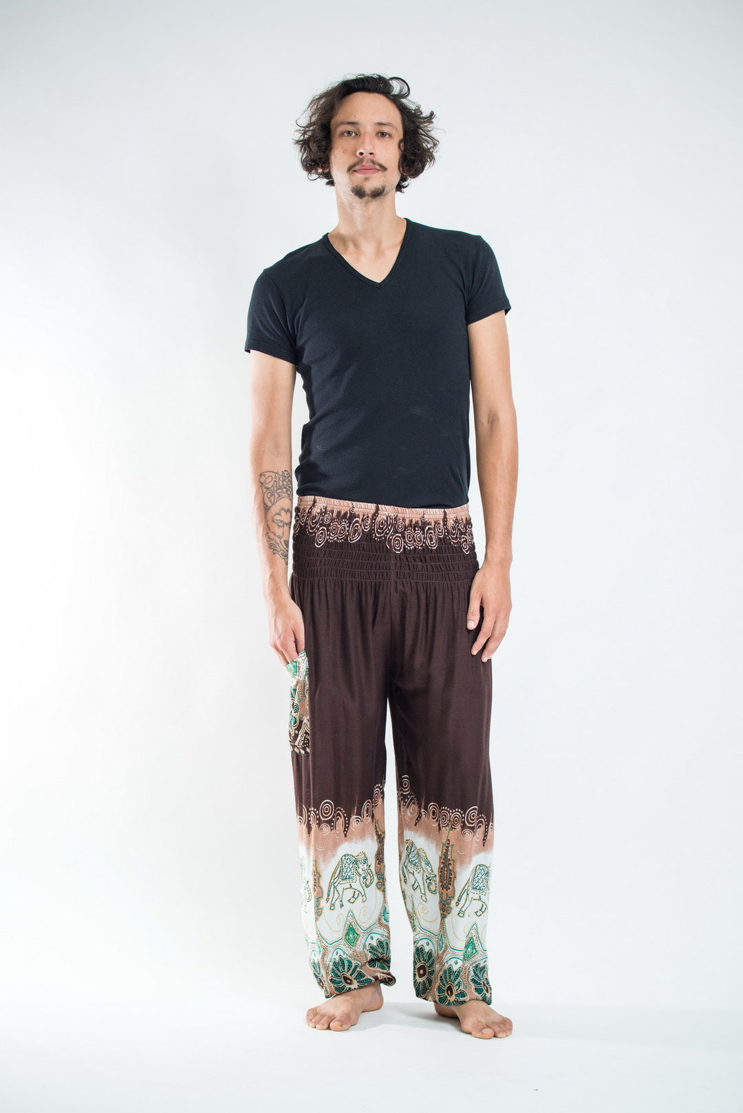 Solid Top Elephant Men's Elephant Pants in Brown – Harem Pants