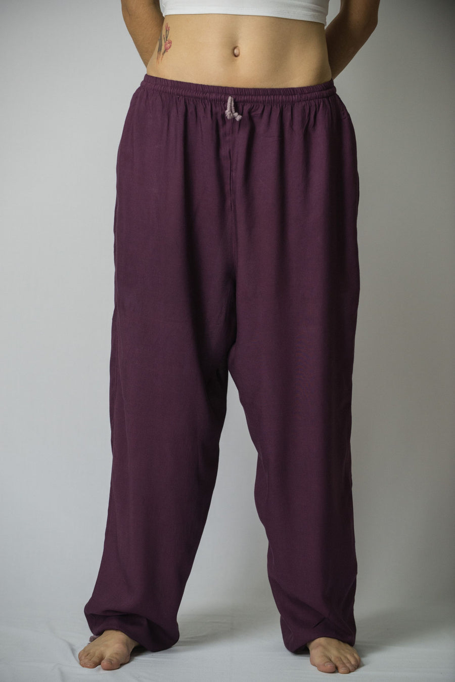 Solid Color Drawstring Women's Yoga Massage Pants in Dark Purple ...