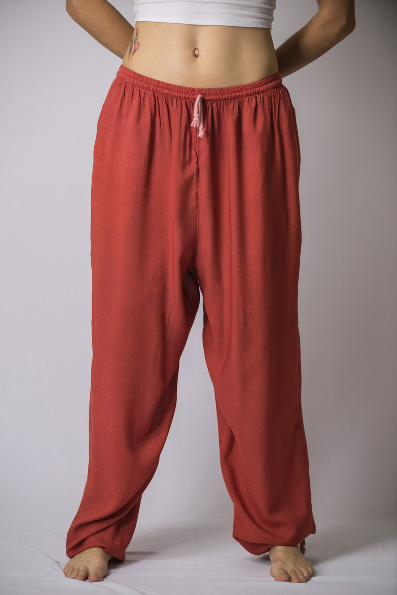 Solid Color Drawstring Women's Yoga Massage Pants in Red – Harem Pants