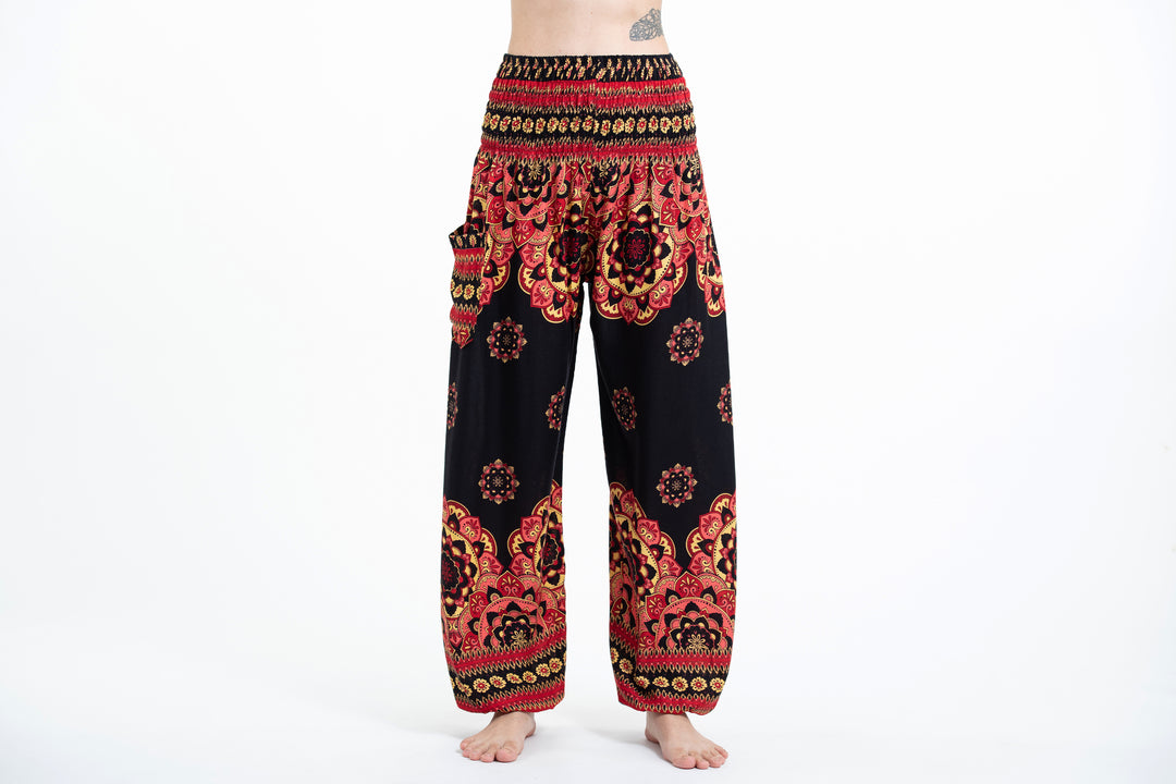 Lotus Mandalas Womens Harem Pants In Black