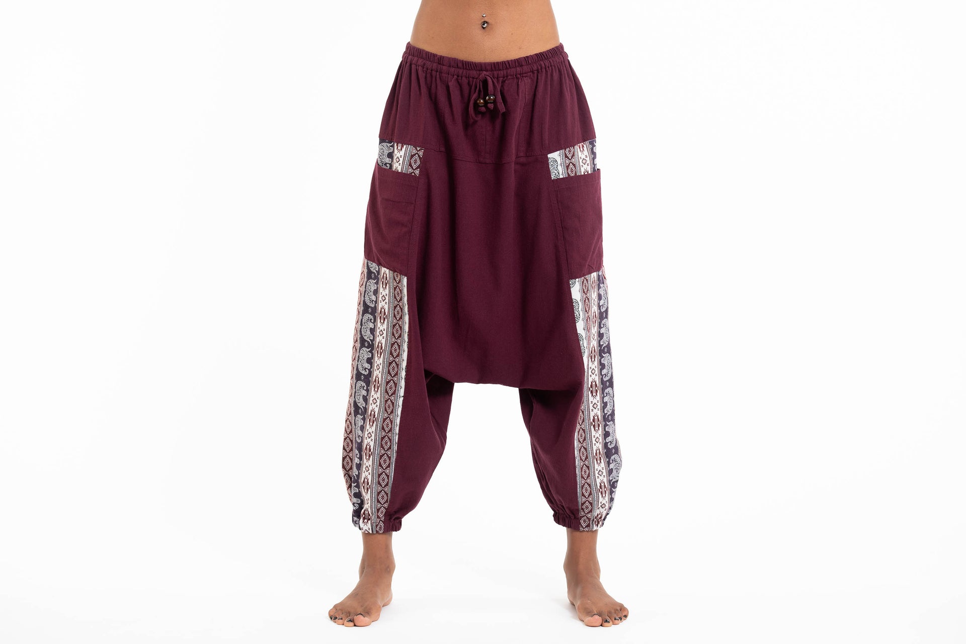 Elephant Aztec Cotton Women's Harem Pants in Burgandy. Free Shipping ...