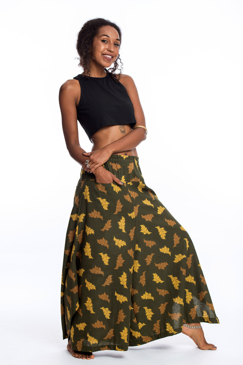 Leaves Women's Cotton Palazzo Pants in Green – Harem Pants